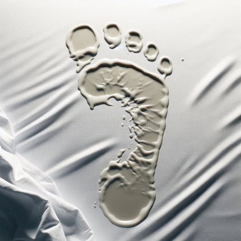 A Footprint Left on a White Cloth. Stock Photo - Image of creative ...
