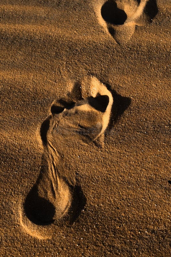 Footprint of a Man on the Sand. Human Step on the Ground. Conceptual ...