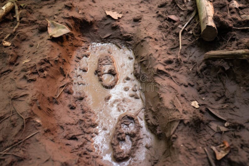 Footprint in the Mud Showing Direction Stock Photo - Image of hiking ...
