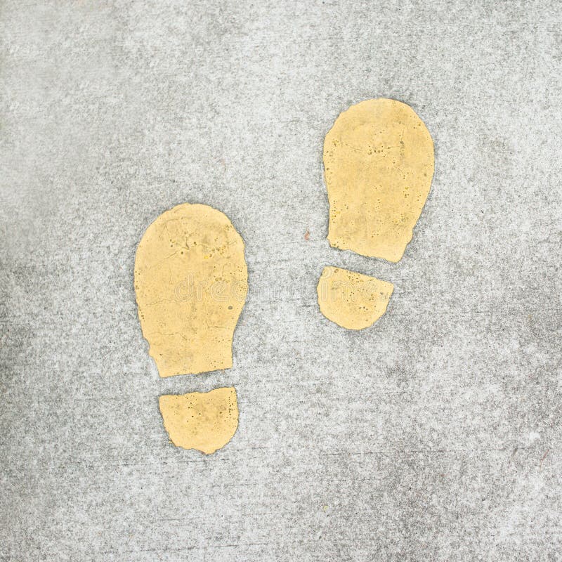 Footprint Painted on the Pavement, Footpath, Sidewalk Stock Image ...