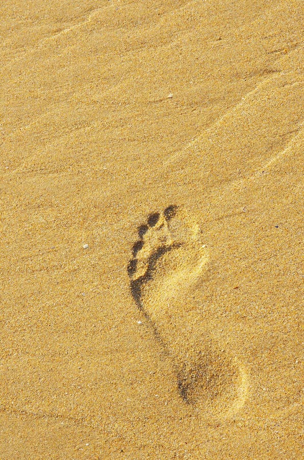 Single footprint on sand stock image. Image of explore - 5742053