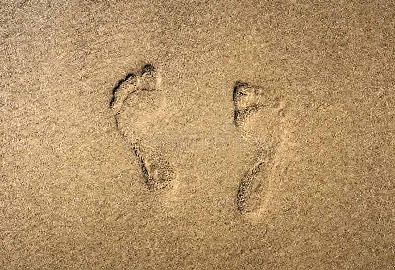 Footprint in the Sand of the Sea Beach Stock Photo - Image of leisure ...