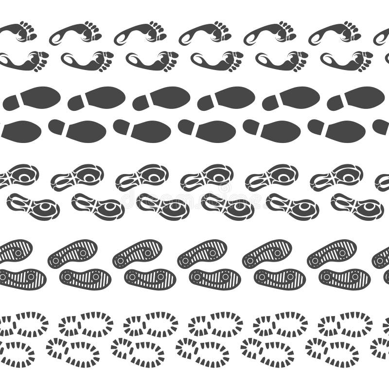 Footprint Seamless Borders Set Stock Vector - Illustration of foot ...