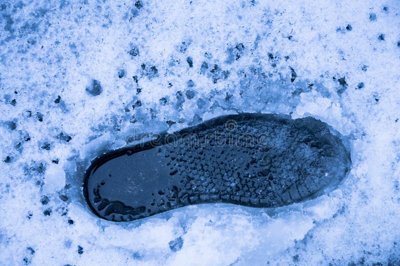 Footprint in snow stock image. Image of cold, melting - 8056773