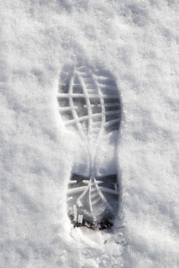 Footprint in the snow stock image. Image of cold, shape - 49464301