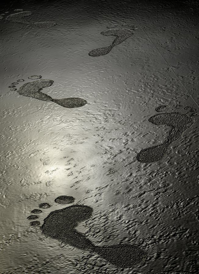 Footprints stock photo. Image of water, ocean, sunset, environment - 190096