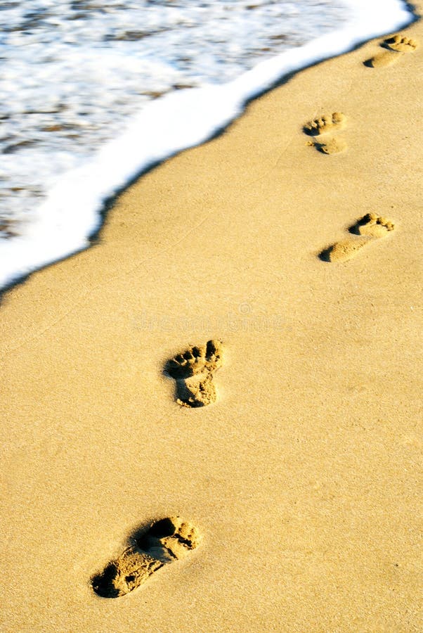 Footprints stock photo. Image of water, ocean, sunset, environment - 190096