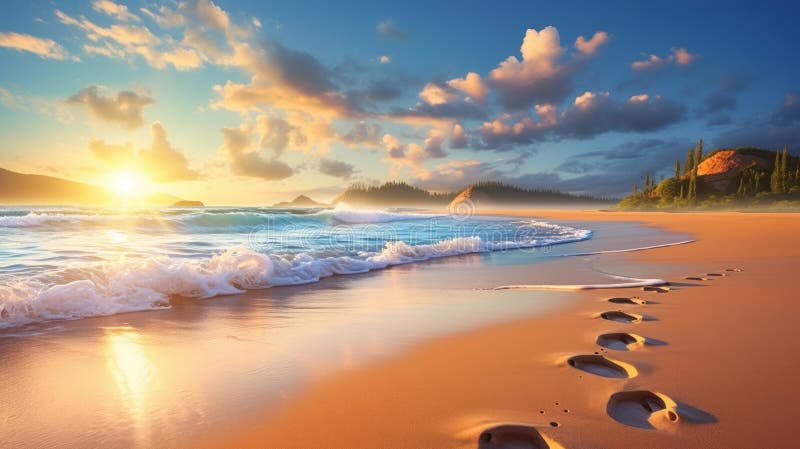 Footsteps Beach Stock Illustrations – 273 Footsteps Beach Stock ...