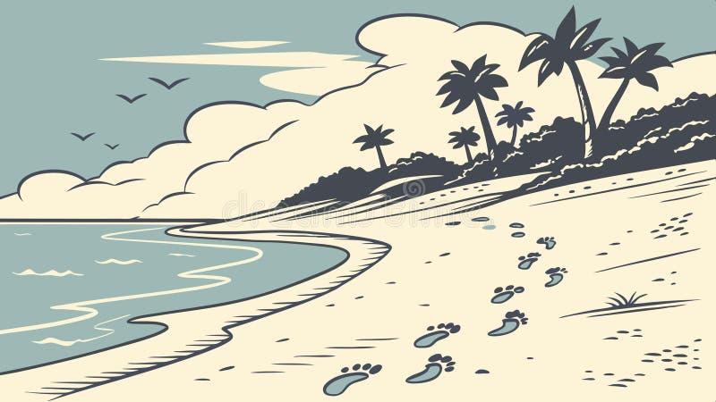 Footprints on Beach, Coastal Walk Vector Design. Vector Design ...