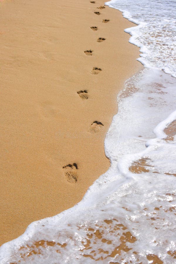 Footprints on beach sand stock photo. Image of travel - 4718244