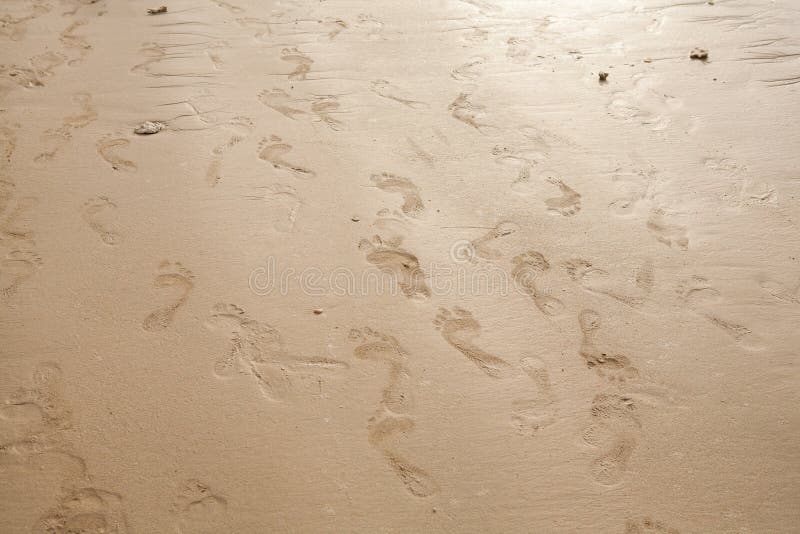 Footprints on the Beach Sand Stock Image - Image of mission, foot ...