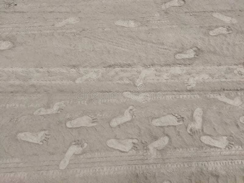 Footprints on Cement Sand Dust Stock Photo - Image of sand, tile: 277481018