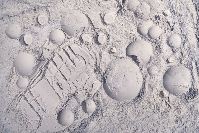 Footprints on the Decorative Surface of the Moon Stock Photo - Image of ...