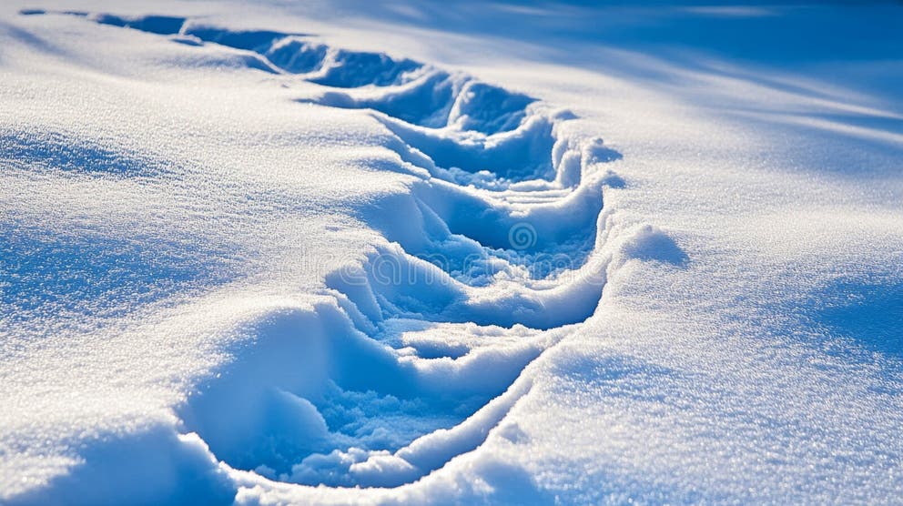 Footprints in Deep Snow a Winter Scene Stock Illustration ...