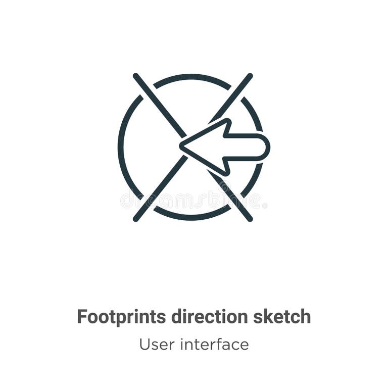 Footprints Direction Sketch Outline Vector Icon. Thin Line Black ...