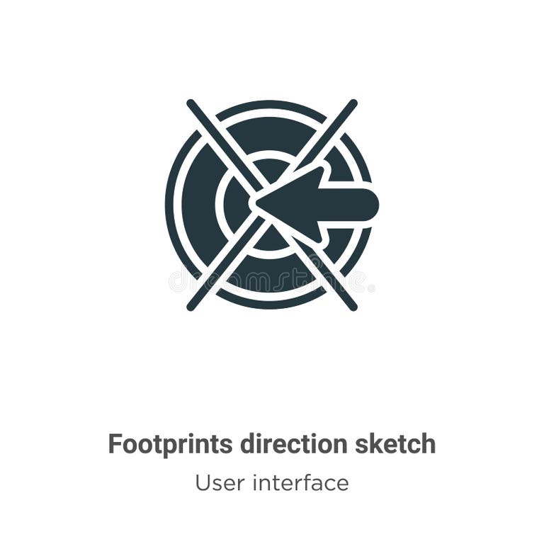 Footprints Direction Sketch Vector Icon on White Background. Flat ...