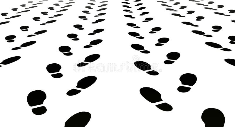 Footprints into the Distance Stock Illustration - Illustration of dark ...