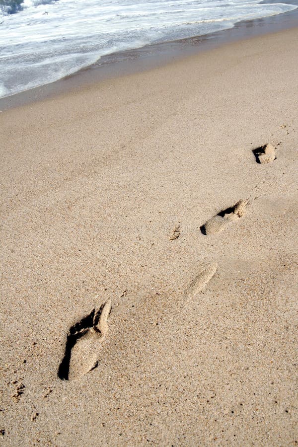 Footprints on an Empty Caribbean Beach. Stock Image - Image of coast ...