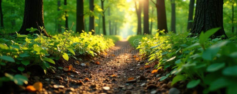 Footprints Fading on a Forest Trail, Sunlight Dappling through Leaves ...
