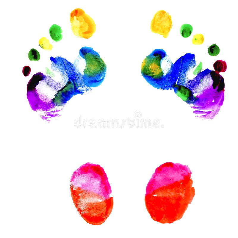 Print Feet in a Puddle of Rainbow Stock Vector - Illustration of orange ...