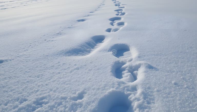 Footprints Forming a Trail in Fresh White Snow Stock Illustration ...