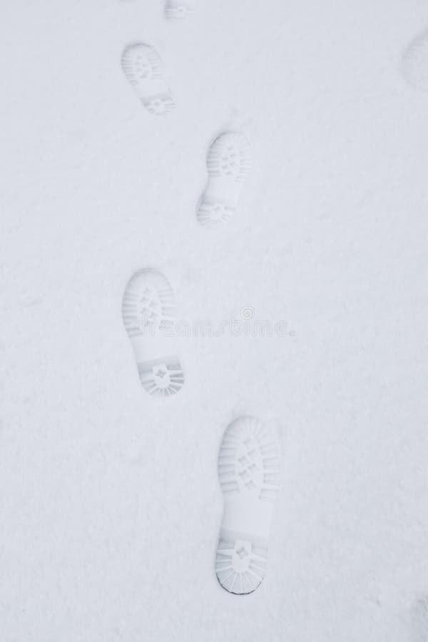 Footprints in Fresh Snow. Imprint of Shoes in the Snow Stock Image ...