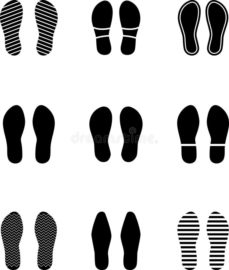 Footprints Human Silhouette Isolated on White Background. Shoe Soles ...