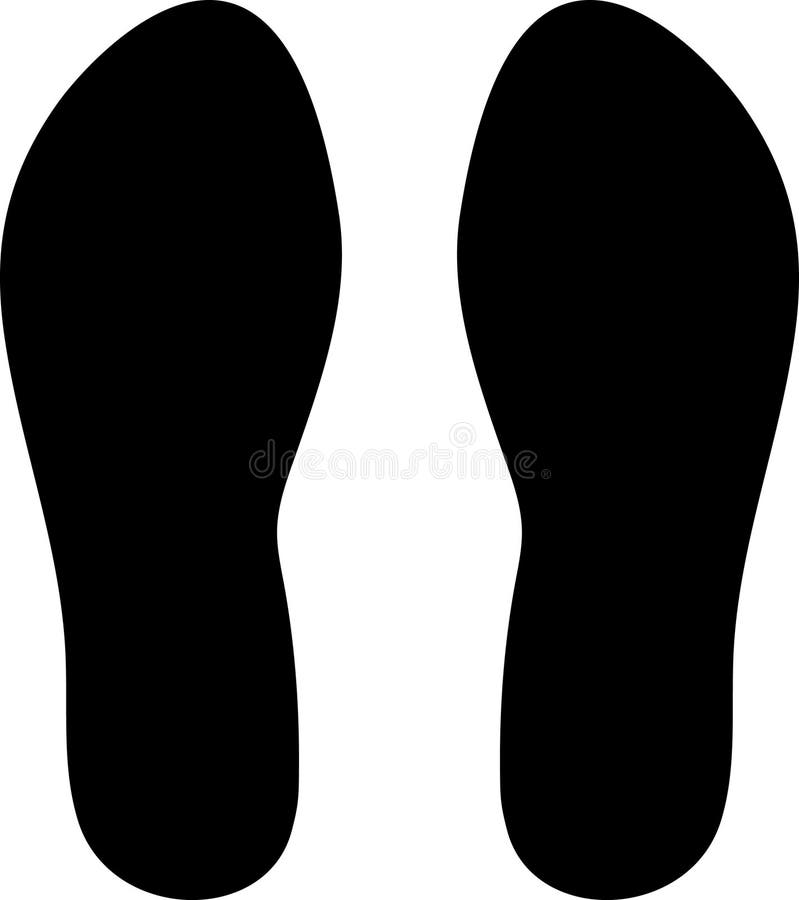Footprints Human Silhouette Isolated on White Background. Shoe Soles ...