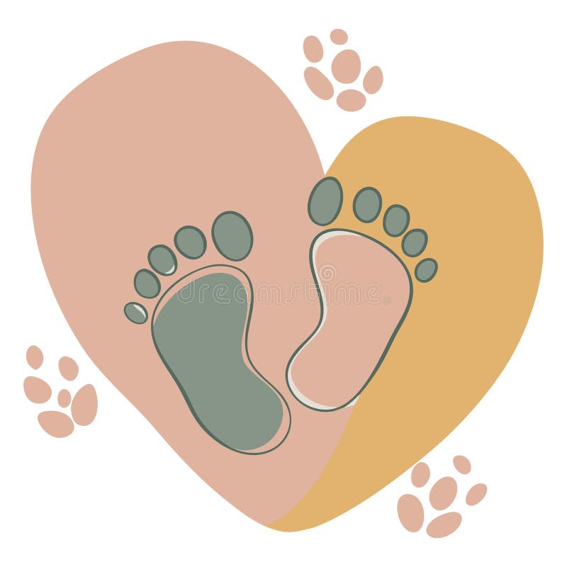 Footprints Icon. Baby Footprints on Abstract Background Stock ...