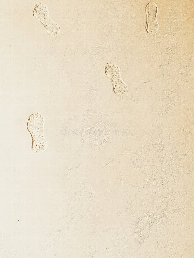 Footprints Leading Across a Textured Light Colored Wall in an Indoor ...