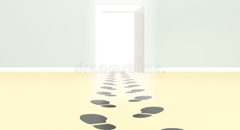 Footprints into a Light Room Stock Illustration - Illustration of ...
