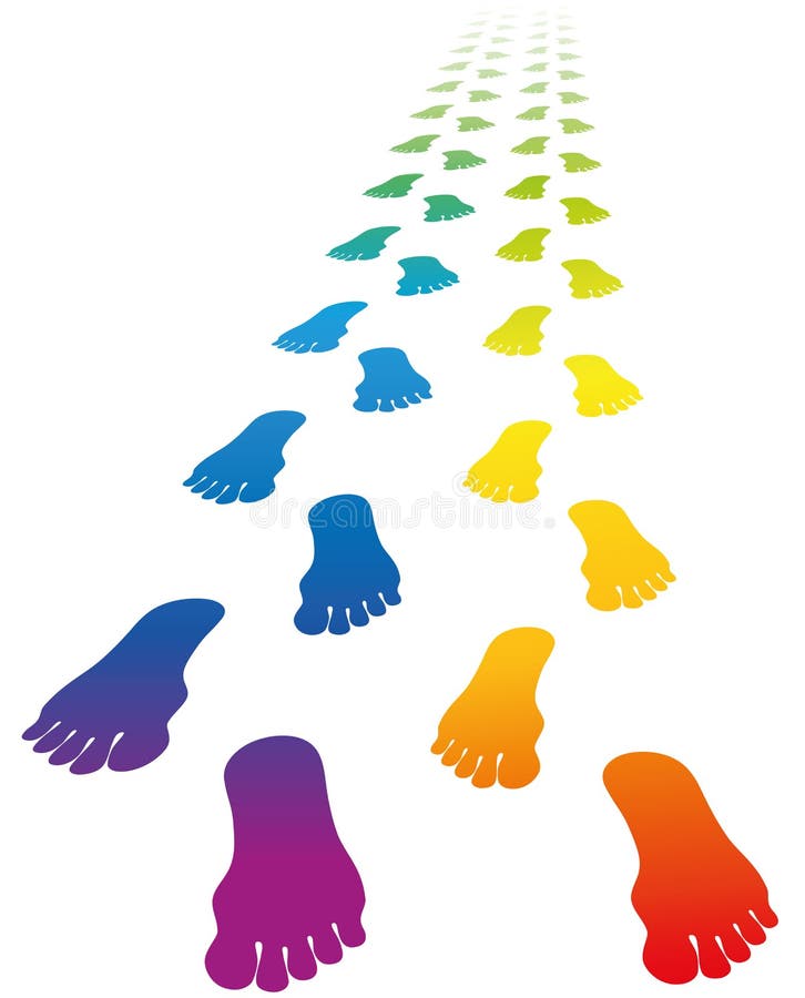 Footprints Love Couple Rainbow Colors Stock Vector - Illustration of ...