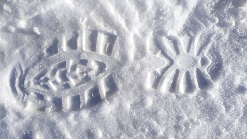 Footprints of a Man`s Boot in the Snow. a Clear Imprint of the Pattern ...