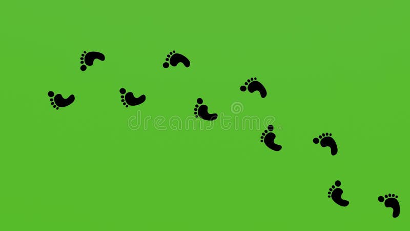Footprints of a Man Walking on a Green Screen with His Bare Feet. 2d ...