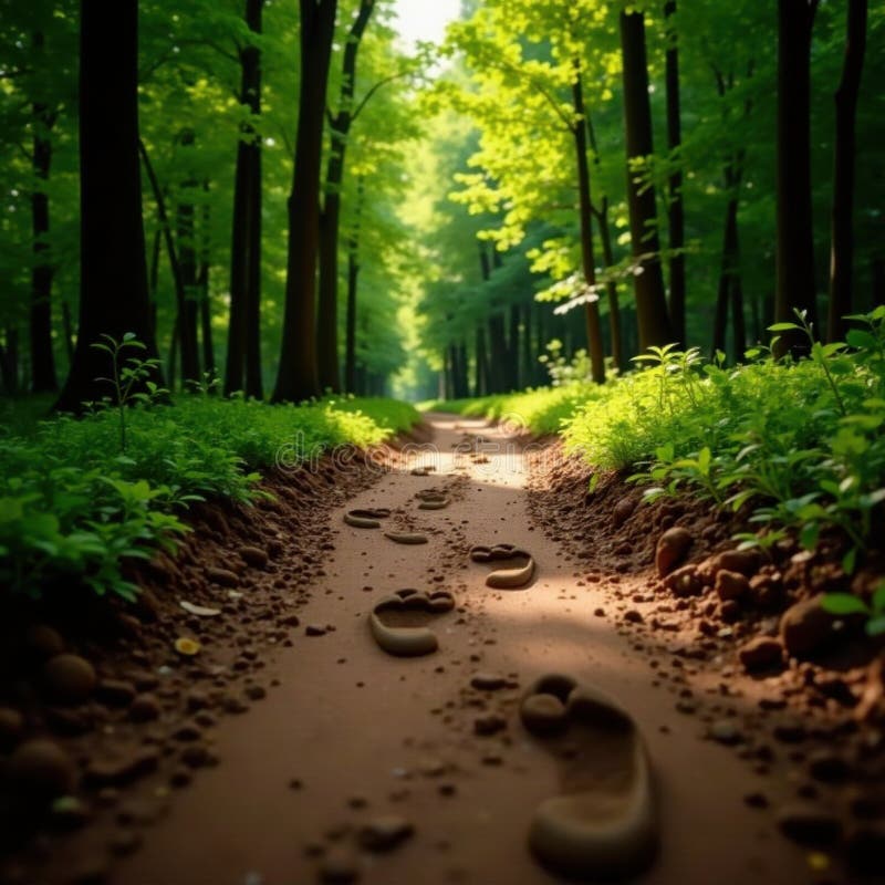 Footprints in Mud, Winding Path through Woods, Oppression, Shadow Stock ...