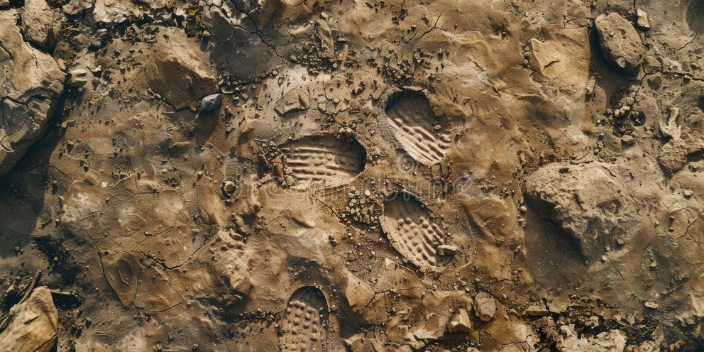 Footprints in muddy ground stock photo. Image of texture - 367270474