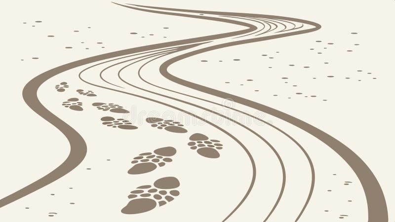 Footprints on Path, Journey and Trail Illustration Graphic Vector ...