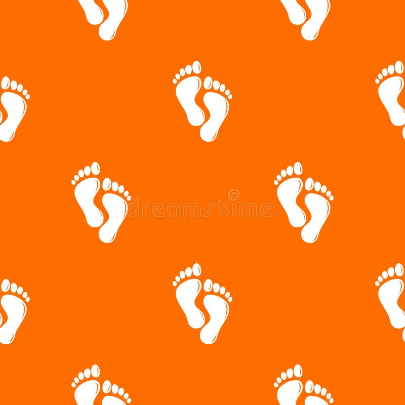 Footprints Pattern Vector Orange Stock Vector - Illustration of ...