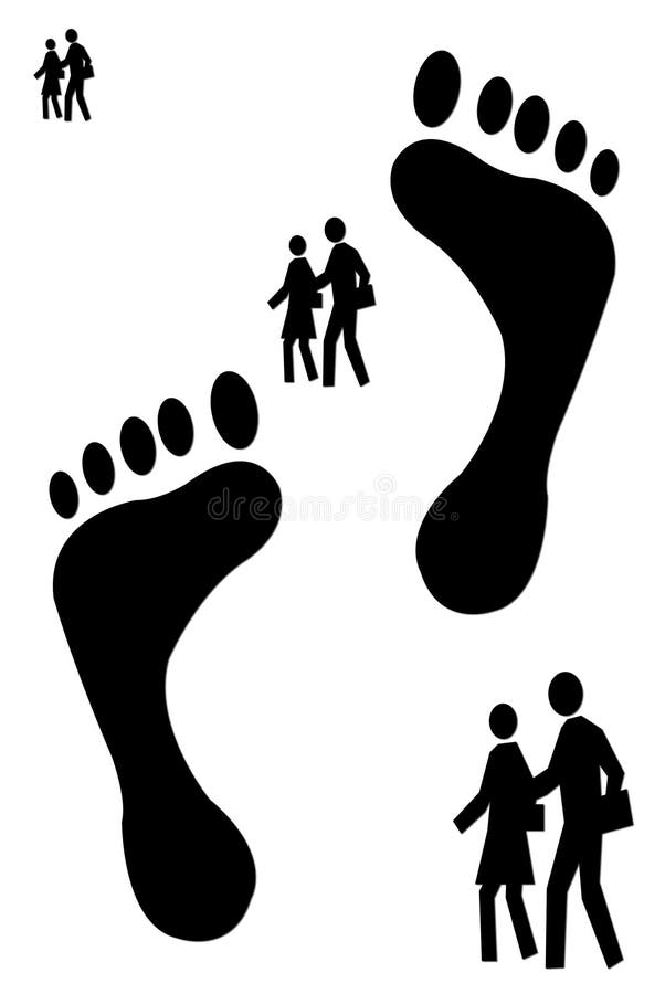 Footprints and People Walking Stock Illustration - Illustration of ...
