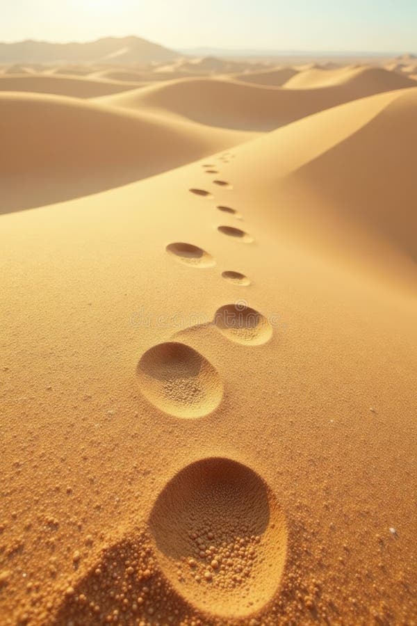 Footprints in Sand, Elevated Perspective, Textured Dunes, Desert ...
