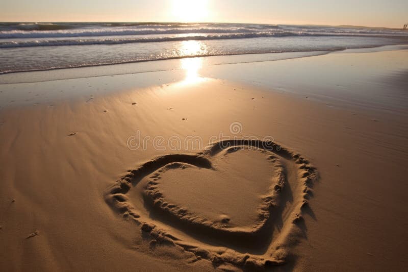 Footprints in Sand Forming a Heart Shape Stock Image - Image of ...