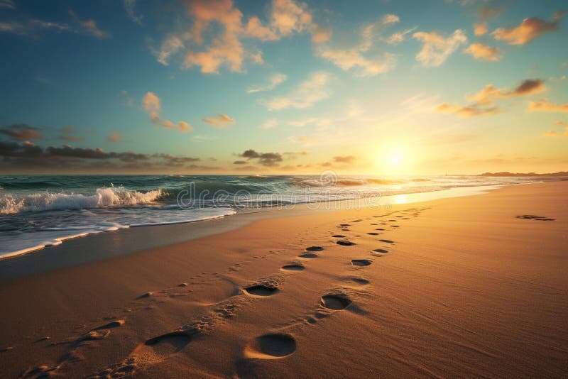 Footprints in the Sand Leading Towards the. Generative Ai Stock ...