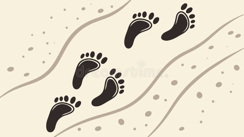 Footprints Sand Pattern, Travel Beach Vector Graphic, Vector Design ...