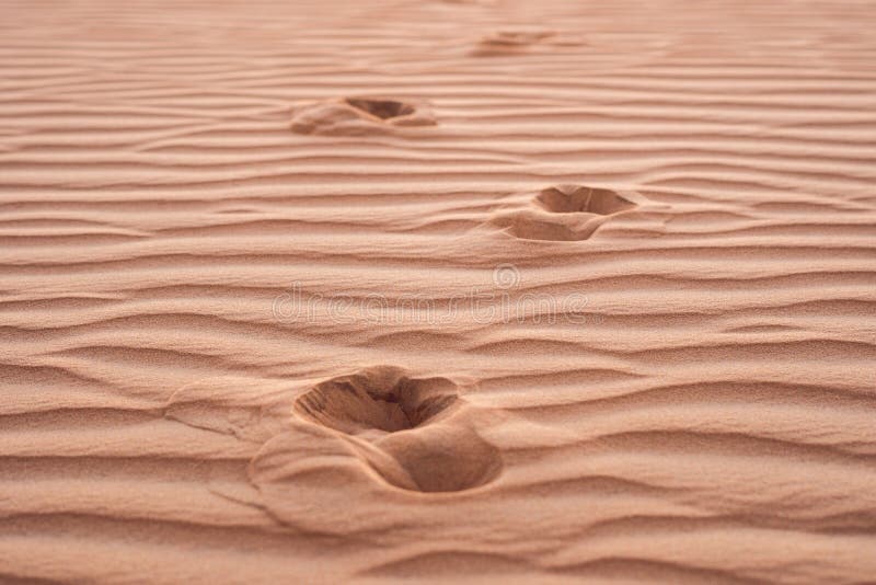 Footprints in the Sand in the Red Desert at Sunrise Stock Image - Image ...