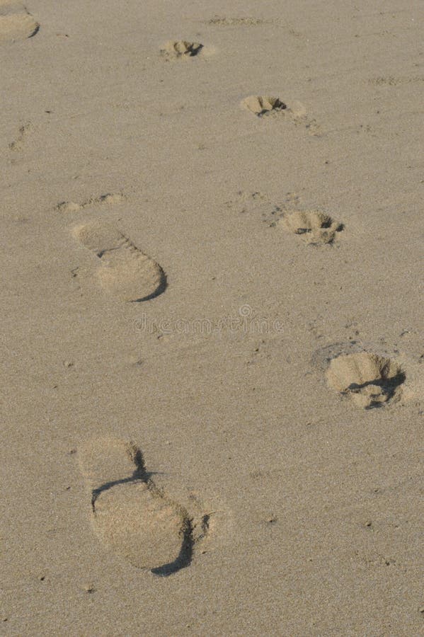 Footsteps on sand stock photo. Image of closeup, footprints - 209141780