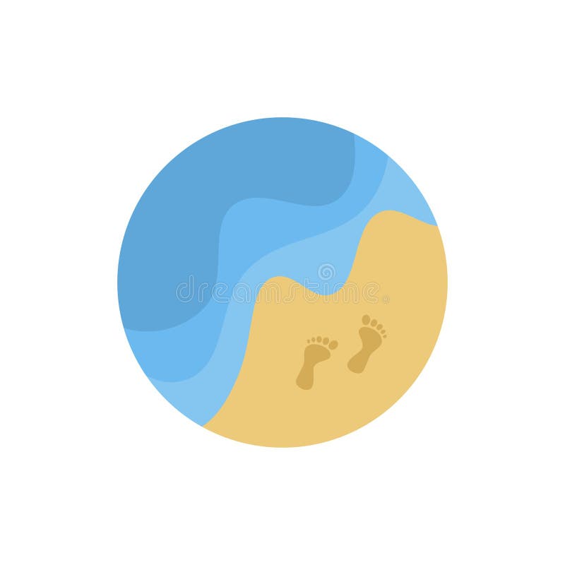 Footprints on Sandy Beach with Ocean Waves in the Shape of a Circle ...
