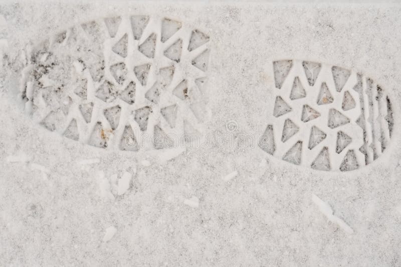 Footsteps - Shoe Print in the Snow Stock Image - Image of print, sole ...