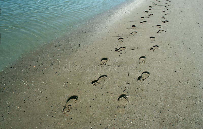 Double Footprints In The Sand Stock Photo - Image of backgrounds ...
