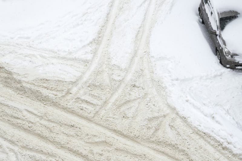 Footprints in the snow stock photo. Image of mark, street - 301050950