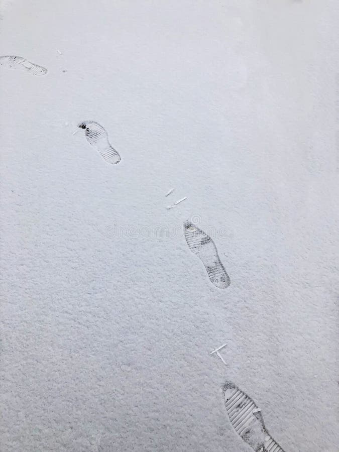 Footprints in the Snow, the First Snow in the Winter Stock Image ...